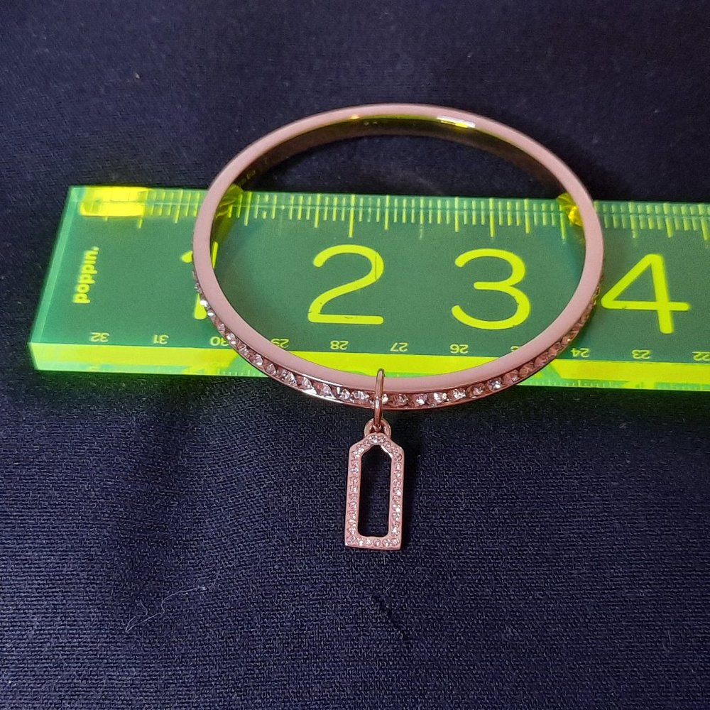 Coach Pink Rhinestone Bangle With Charm - Gem